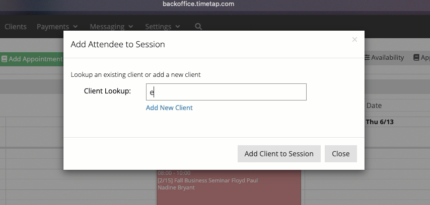 Adding Attendees to a Class Session – TimeTap
