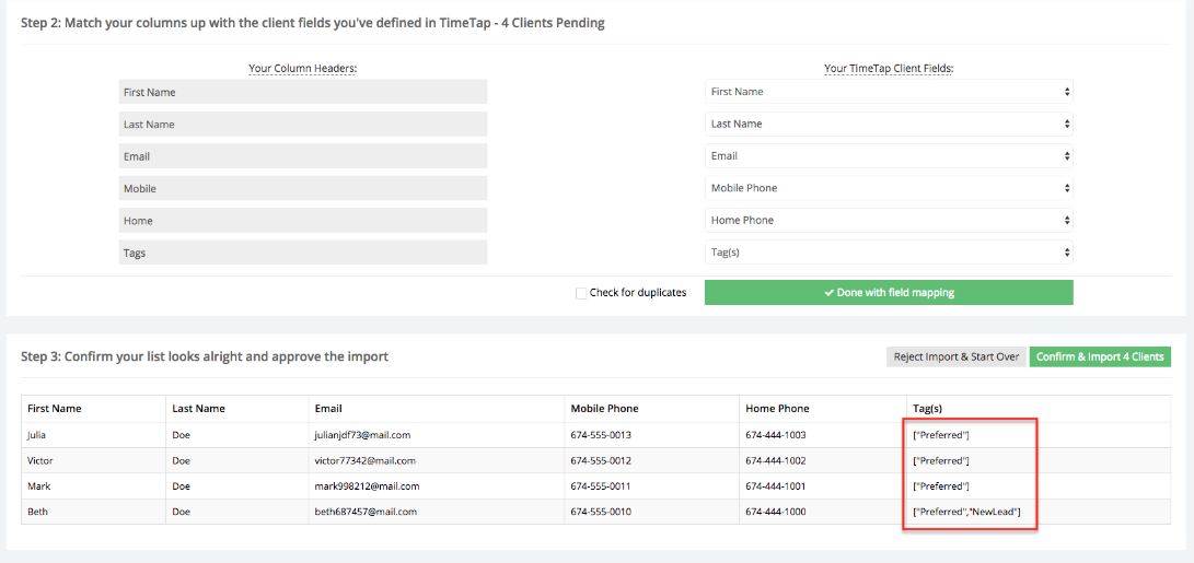 Client Tags – TimeTap