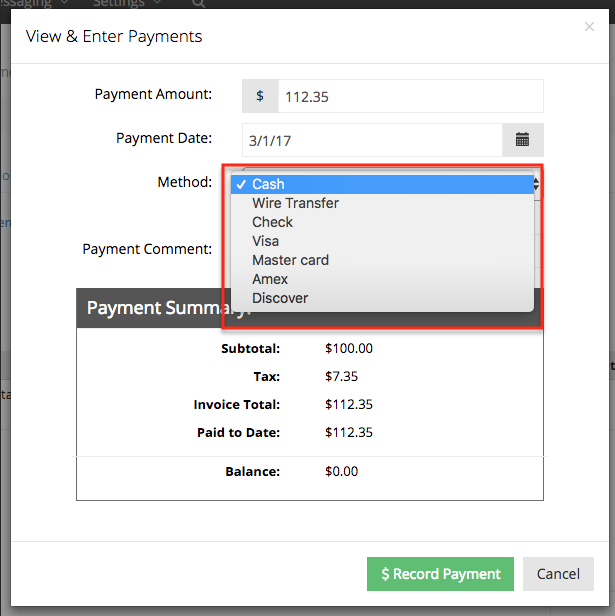 Manual Invoice Payment Methods – TimeTap
