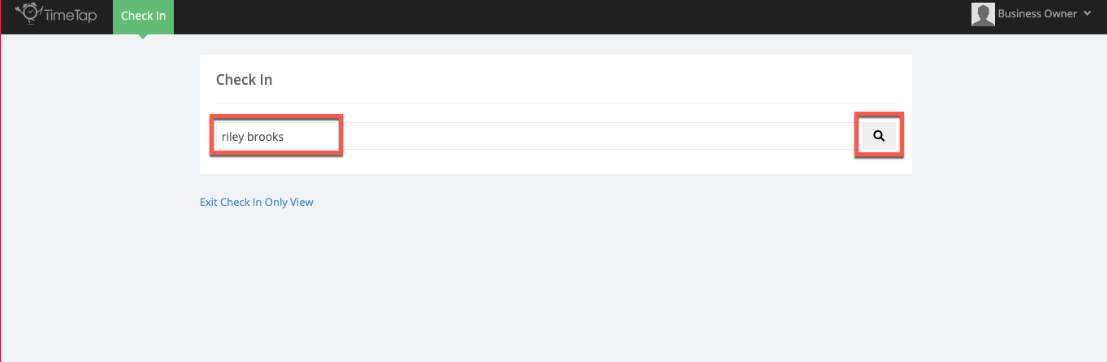 Check In Screen – TimeTap