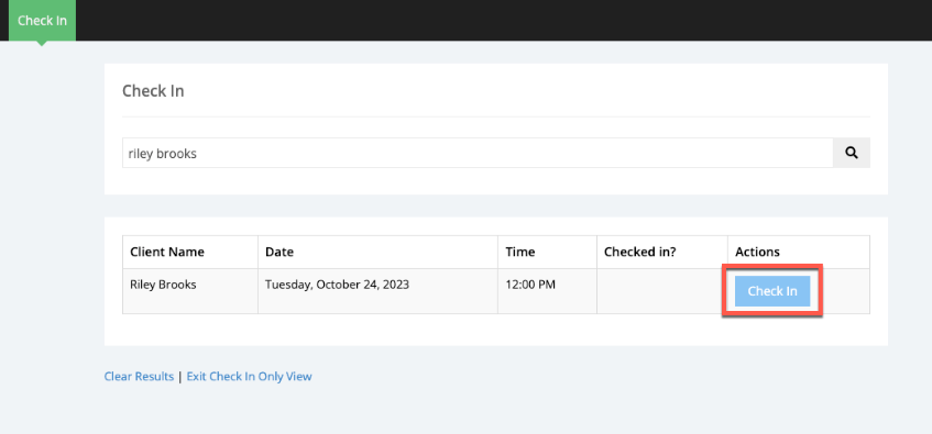 Check In Screen – TimeTap
