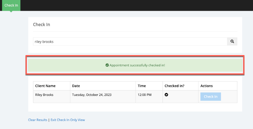 Check In Screen – TimeTap
