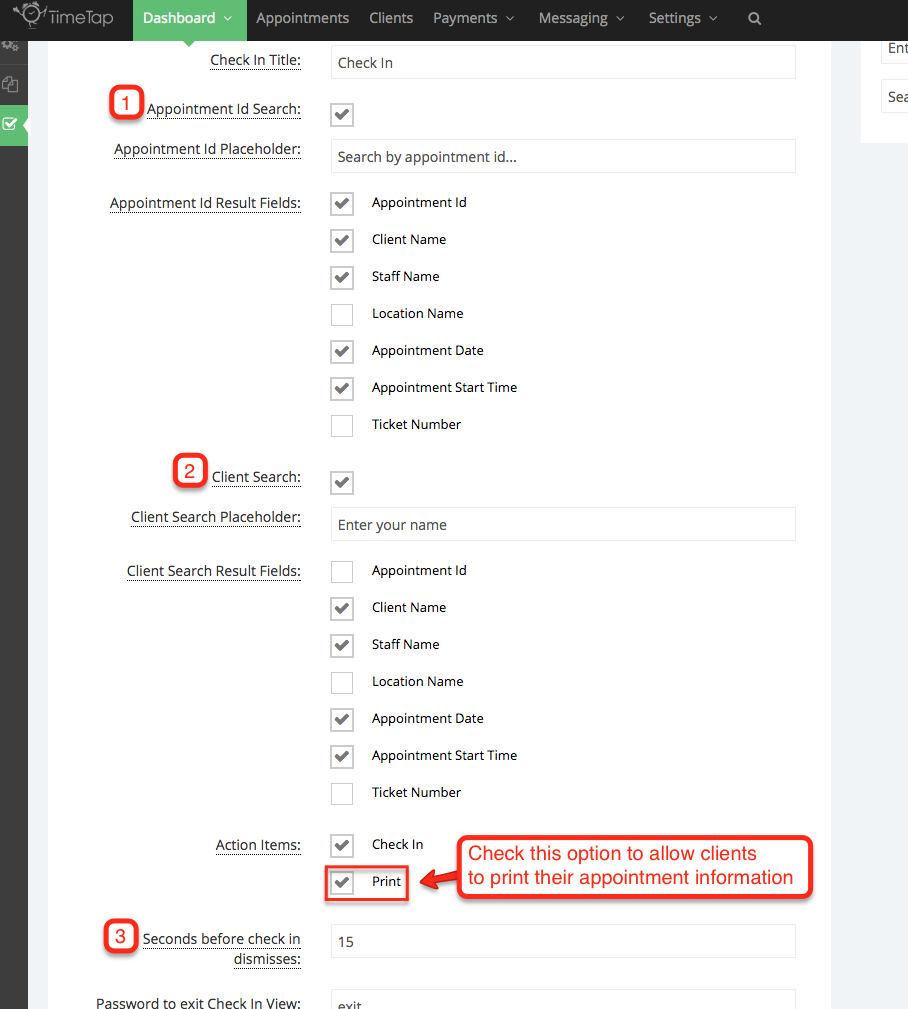 Check In Screen – TimeTap