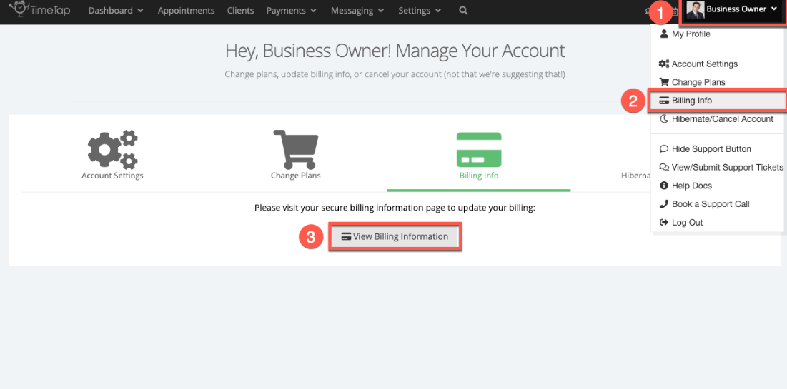 Billing Information – TimeTap