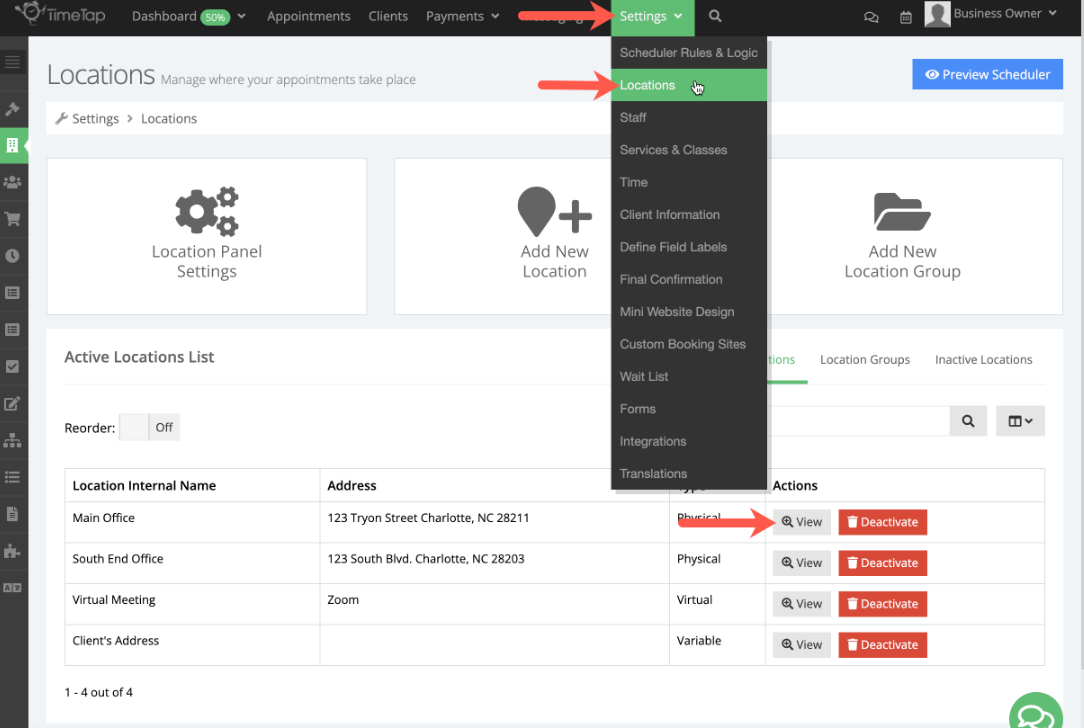 Location Profile – TimeTap