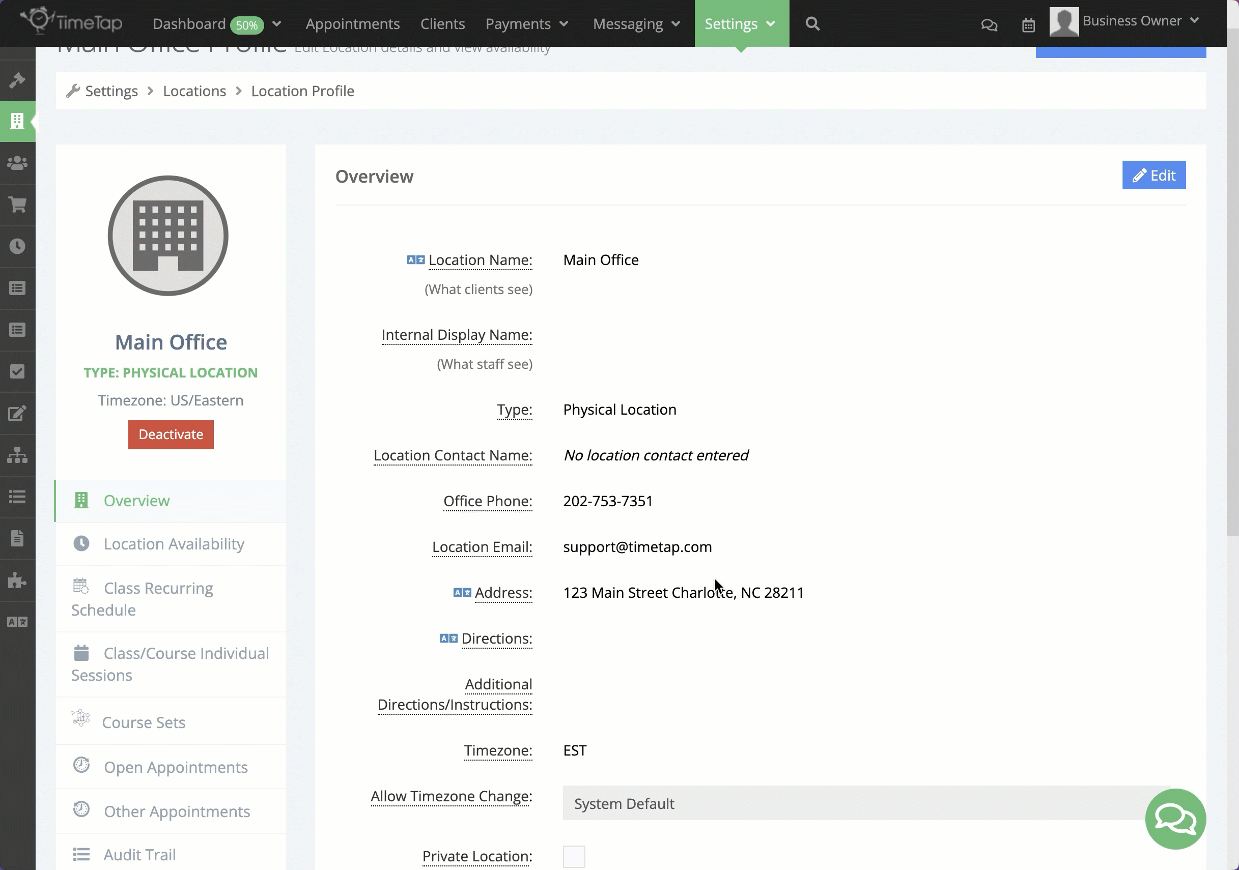 Location Profile – TimeTap