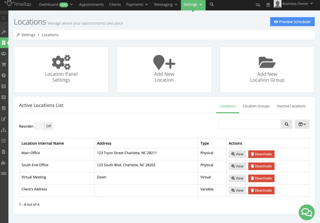 Location Profile – TimeTap