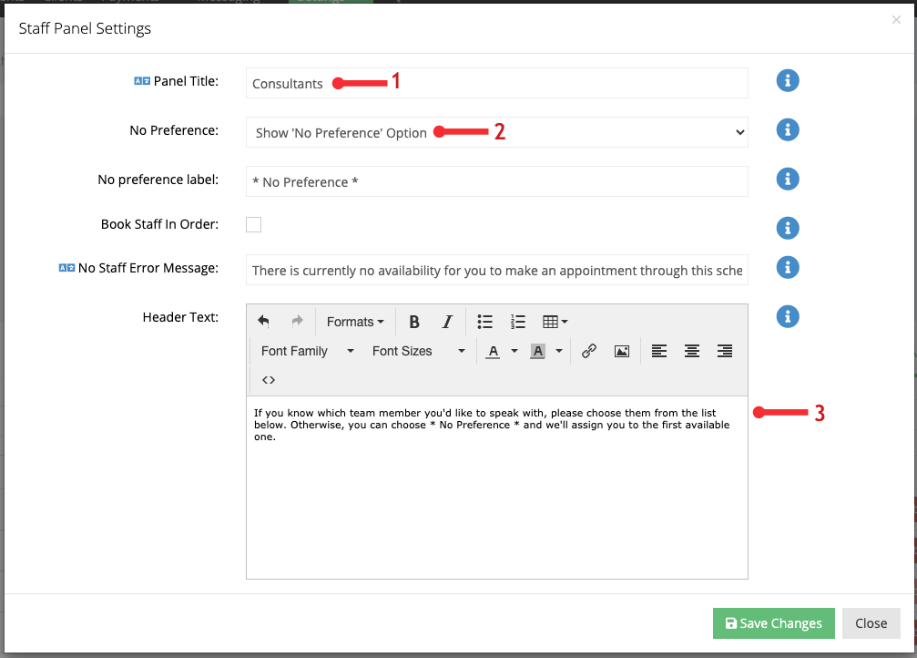Staff Panel Settings – TimeTap