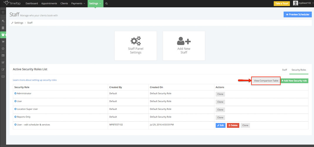 Security Roles – TimeTap