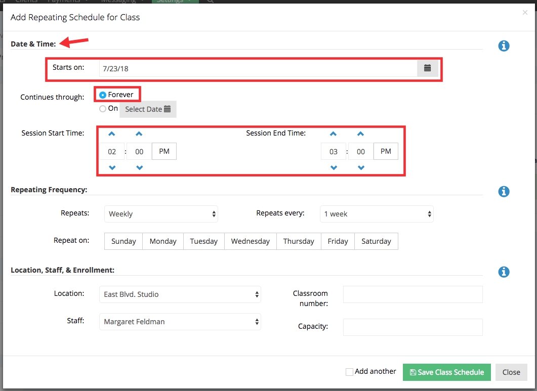 Class Schedule – TimeTap
