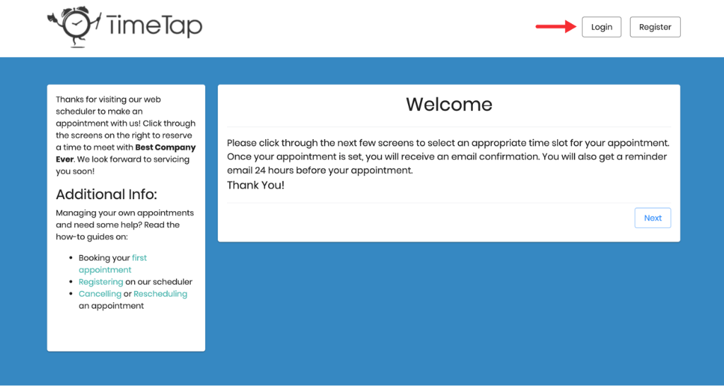 Client Login – TimeTap