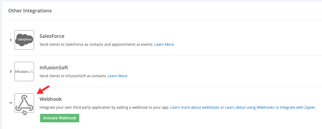 Webhooks Integration – TimeTap