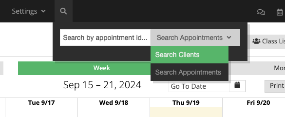 Using the Appointment/Client Quick Search – TimeTap