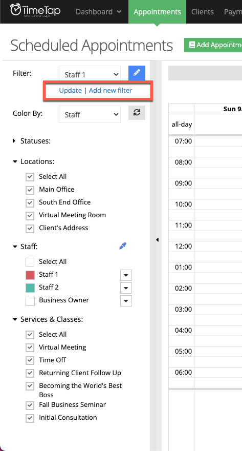 Using the Calendar View – TimeTap