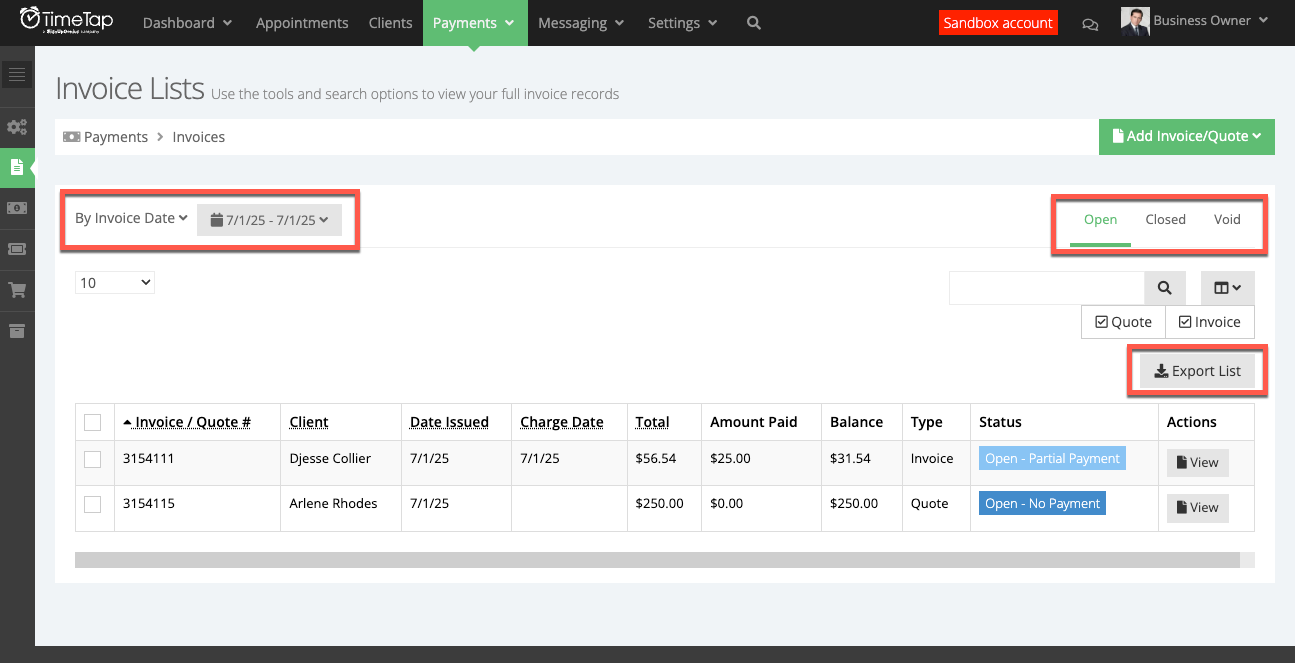 Invoices & Quotes – TimeTap