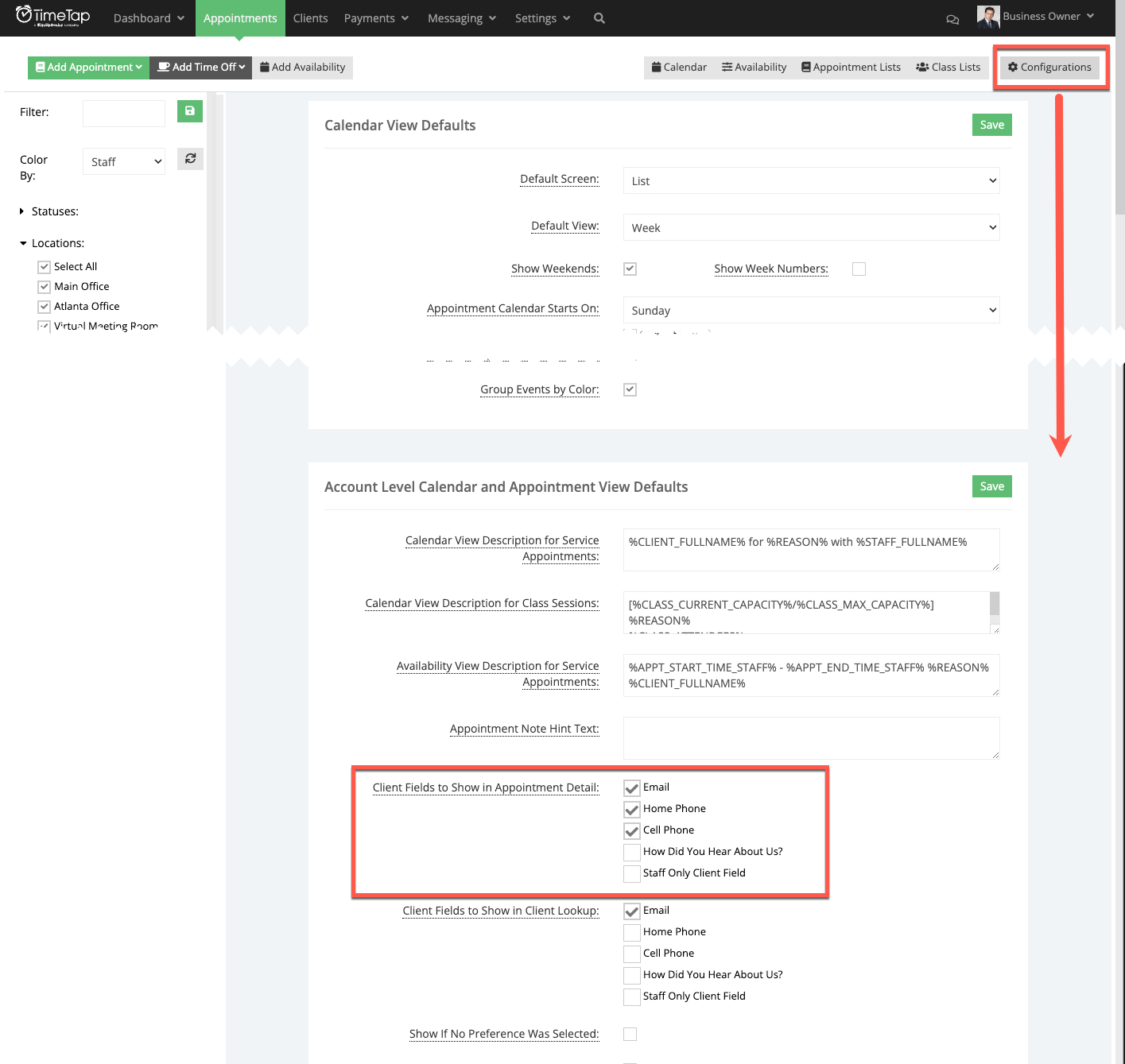Client Profile vs Appointment Detail Fields – TimeTap