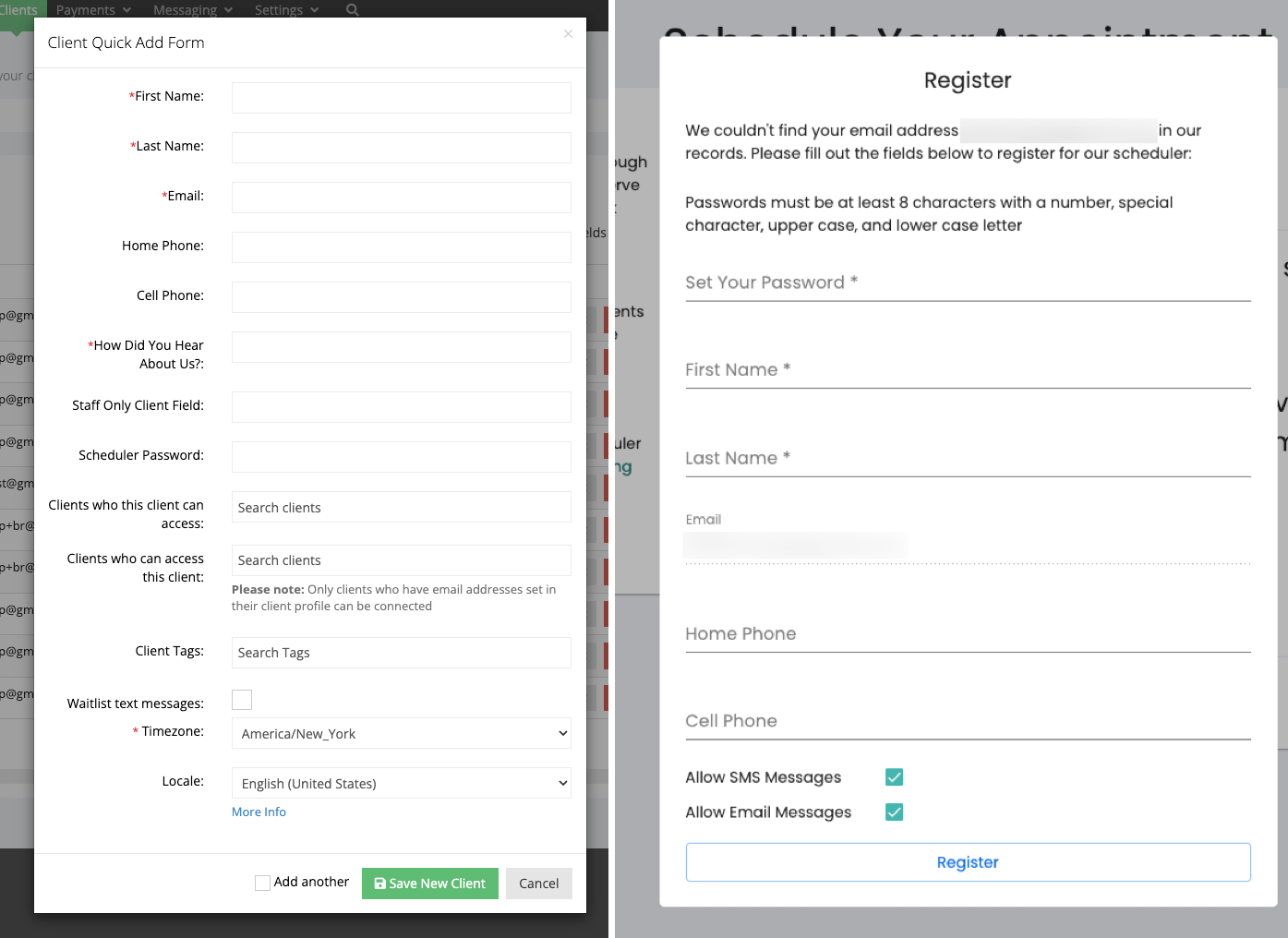 Client Profile vs Appointment Detail Fields – TimeTap