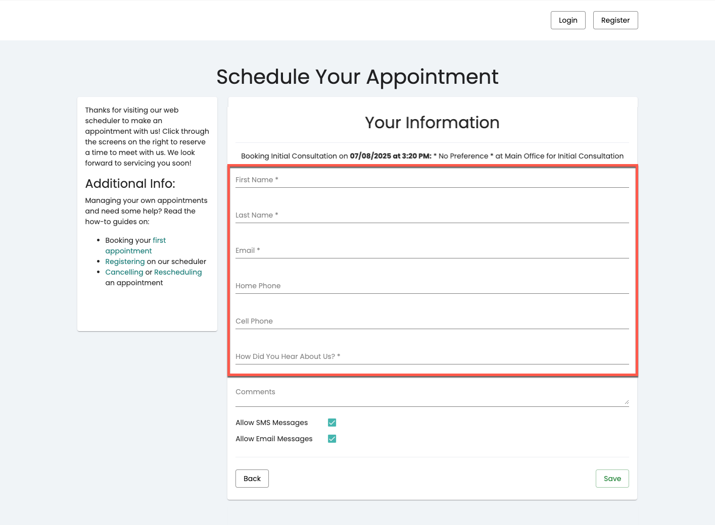 Client Profile vs Appointment Detail Fields – TimeTap