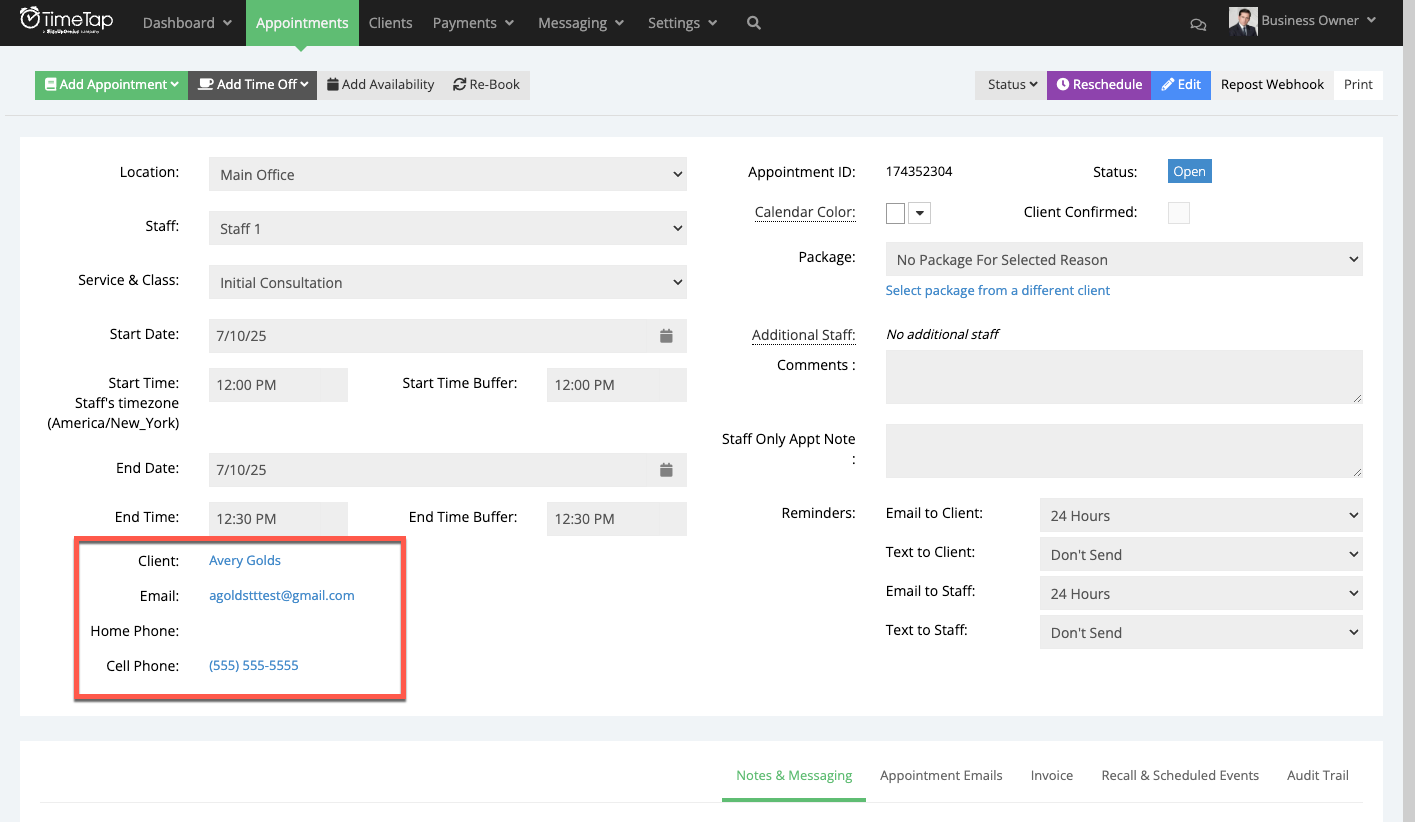 Client Profile vs Appointment Detail Fields – TimeTap