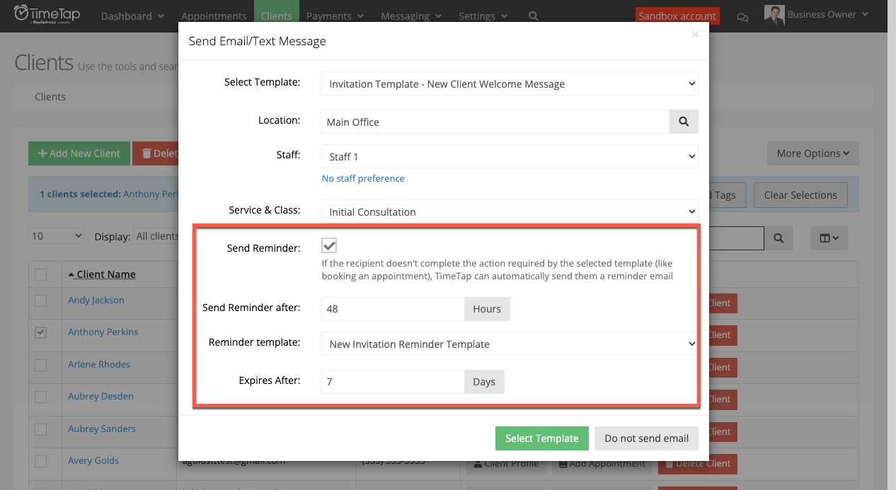 Invitation Campaigns – TimeTap