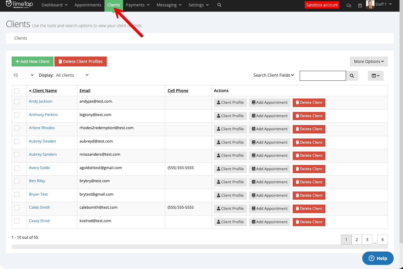 About the Client List – TimeTap